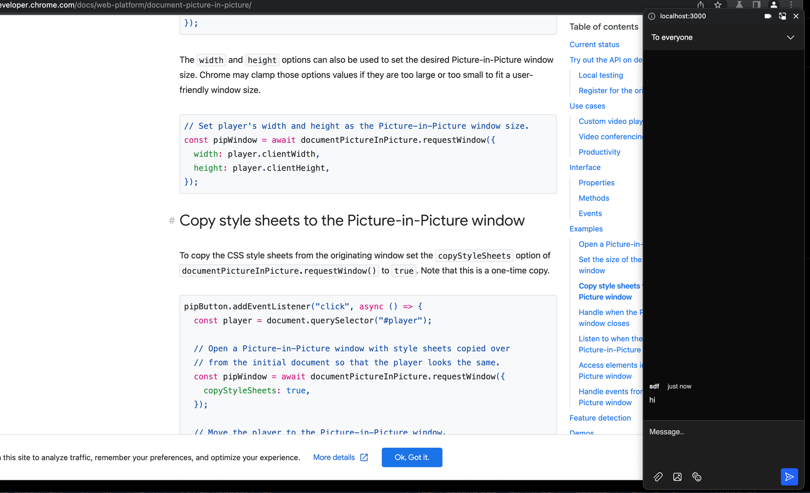Document Picture-in-Picture API for Video Calls